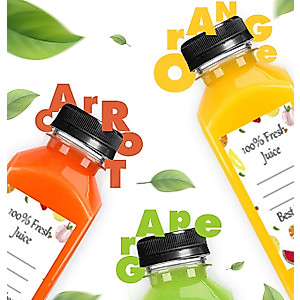 ztarraum 12pcs 12oz Plastic Juice Bottles, Reusable Juice Containers with Black Tamper Proof Lids, Brush, Funnel and Labels, Clear Juice Containers for Juicing, Smoothie and Homemade Beverages