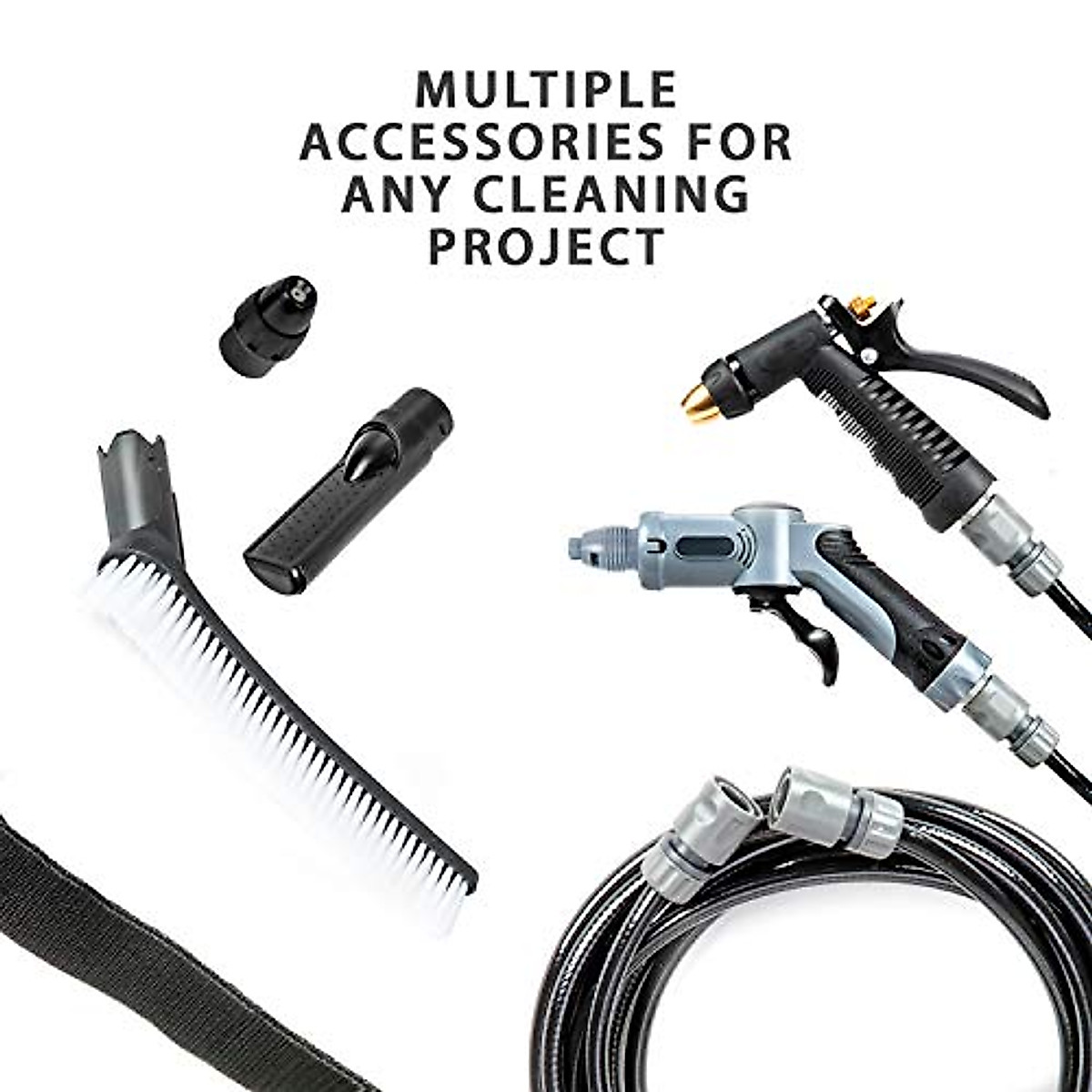 Ivation Multipurpose Portable Spray Washer w/Water Tank – Built in Rechargeable 2200 mAh Lithium Battery and 12v Car Plug - Metal Trigger Guns, Shower & Brush Heads and Flexible Hose