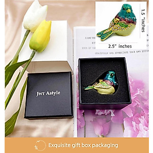 JWT Astyle Turquoise Green Bird Trinket Boxes Hinged ,Bird Decor with Crystals Enamel Jewelry Box.Necklace Ring Box Earrings Storage.Collectible Bird Lover Gifts Figurines Home Decor .