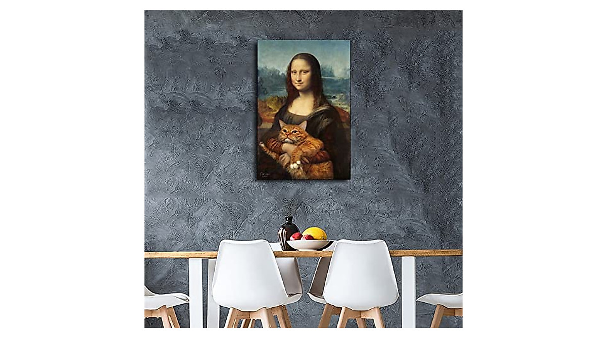 Mona Lisa Cat Canvas Wall Art - Modern Home Decor & Posters