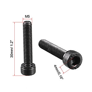 uxcell M5 x 25mm 12.9 Alloy Steel Hex Socket Head Cap Screws Bolt Black 30pcs