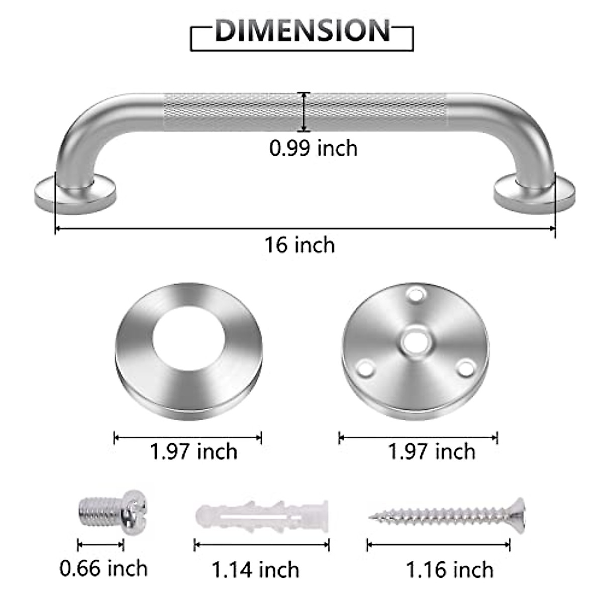 2 Pack 16 Inch Grab Bars for Bathtubs and Showers, Anti Slip Shower Grab Bars Stainless Steel Shower Handle Toilet Handicap Elderly Senior Assist Bathroom Saft Handle