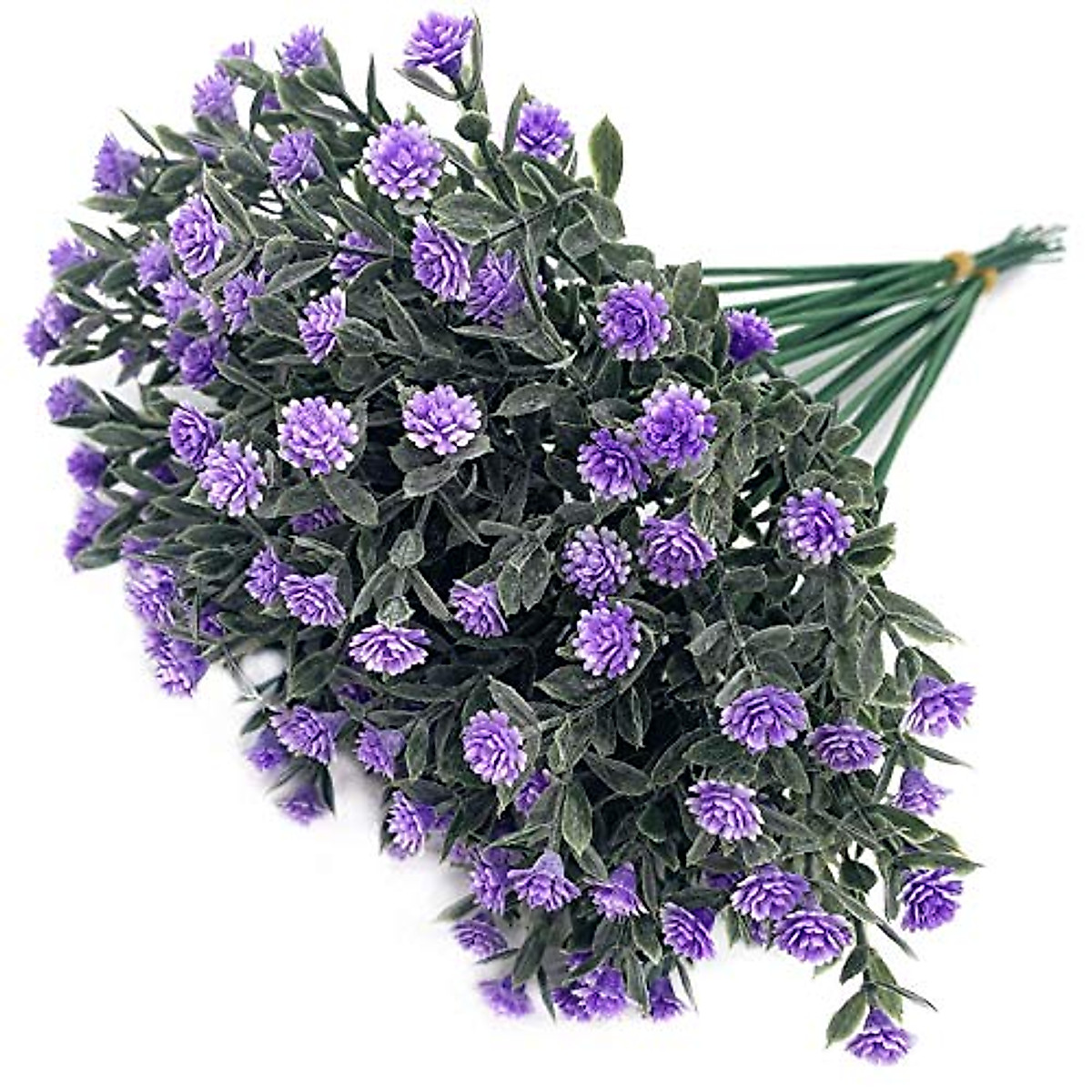 Artificial Flowers Mini Plastic Baby Breath, MASUMARK SM Fake Plants Shrubs Gypsophila Grass Bushes Home Garden Office House Outdoor Indoor Wedding DIY Decor Planter Filler Decoration - Purple 20 Pack