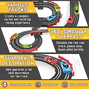 EsiPlay Slot Car Race Track Sets, Electric Boys Toys Race Car Track with 4 Slot Cars, 2 Controllers, Lap Counter, Dual Racing Game Circular Overpass Track, Gifts for Kids Age 3 4 5 6 7 8-12