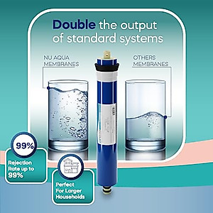NU Aqua 6-Stage Alkaline Under Sink Reverse Osmosis Water Filter System - Booster Pump - 100 GPD RO Filtration w/Faucet & Tank - Remineralization - 100GPD Undersink - Home & Kitchen Drinking Purifier