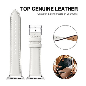 OMIU Leather Bands Compatible with Apple Watch Band 38mm 40mm 41mm 42mm 44mm 45mm 46mm 49mm, Genuine Leather Wristband Starp for iWatch SE Series 10 9 8 7 6 5 4 3 2 1 Ultra for Women Men