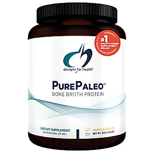 Designs for Health PurePaleo Collagen Protein Powder - 21g HydroBEEF Bone Broth Protein Supplement with Collagen Peptides + BCAAs - Vanilla, Non-GMO, Dairy-Free + Gluten-Free (30 Servings / 810g)