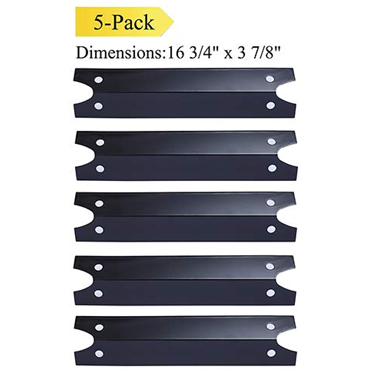 Votenli P9731A (5-Pack) 16 3/4" Porcelain Steel Heat Plate Replacement for Select Brinkmann, Charmglow Gas Grill Models (5-Pack)