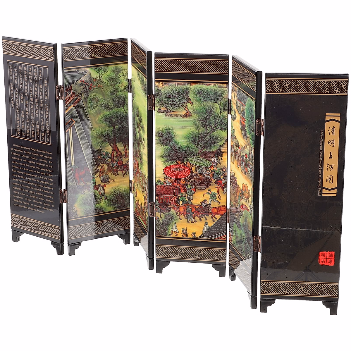 LIFKOME Decorative Screen Ornaments Ornamental Screen Model Chinese Wall Divider Folding Screen Ornament Screen Room Dividers Fold down Shelf Chinese Panel Screen Wooden China Desk