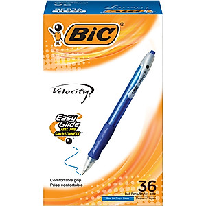 BIC Velocity Retractable Ballpoint Pen, Medium Point (1.0mm), Blue Ink, 36-Count Bulk Pack of Pens