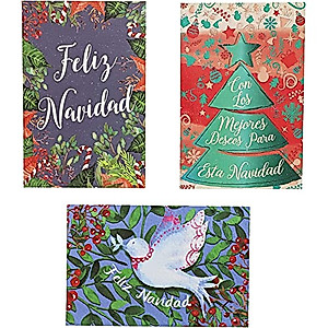 Sustainable Greetings Feliz Navidad Christmas Cards Assortment with Envelopes, 6 Festive Designs (4 x 6 In, 48 Pack)
