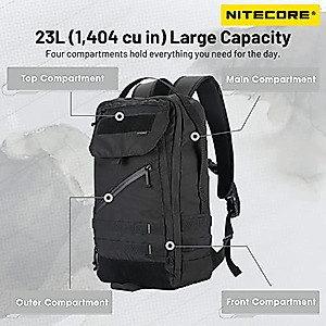 Nitecore BP23 Multifunctional Commuter Backpack Daypack Tactical Bag Fit 15.6 Inch Laptops