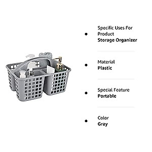 Andmey Cleanning Caddy Basket Plastic Storage Shower Caddy Bucket with Handle for Garden, Cleaning Supplies, Gray