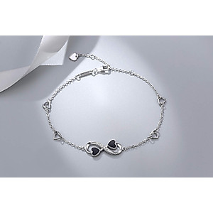 PUPILLEMON Infinity Ankle Bracelet for Women, 925 Sterling Silver Charm Adjustable Anklet, Large Bracelet Fine Jewelry