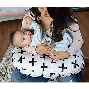 Mila Millie Premium Quality Nursing Pillow Cover Nordic Swiss Black Cross Unisex Design Slipcover - 100% Cotton Hypoallergenic - Great for Breastfeeding Mothers - Fits Boppy Pillow