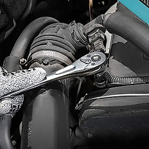 DURATECH 3-Piece Heavy Duty Ratchet Set, 1/4”, 3/8”, 1/2” Drive Ratchet Handle, Professional Ratchet Set, 90-Tooth, Quick-release Reversible, Premium Chrome Alloy Made, with EVA Organizer