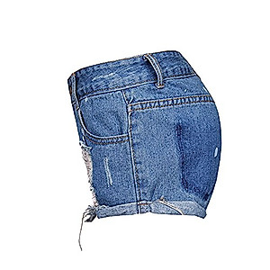 Fashion Sexy Shorts,THENLIAN Women Sexy Ripped Jeans Denim Shorts Worn Loose Shorts Pants(2XL, Blue)