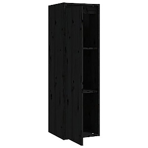 MSLAONXC Wall Cabinets 2 pcs Black,Bathroom Cabinet,Bedroom Cabinet,Hanging Cabinet,Wall Decor,for Laundry Room, Bathroom, Kitchen, Bedroom, Office,Living Room,11.8"x11.8"x39.4" Solid Pinewood