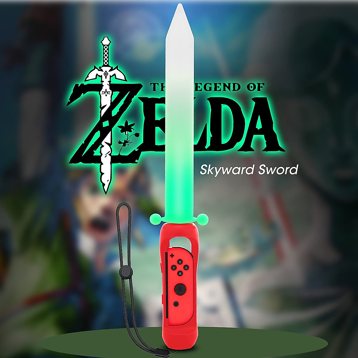 ECHZOVE LED Game Sword for Nintendo Switch Joy-Con, Hand Grip for Skyward Sword Switch Game with Hand Strap - Red