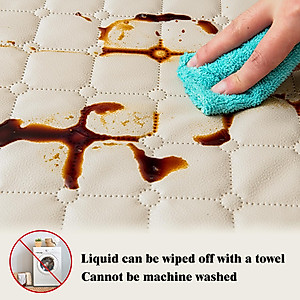 Ameritex Waterproof Dog Couch Cover Faux Leather with Anti-Slip Back New Pattern Pet Bed Cover Furniture Couch Sofa Car Seat Cover for Puppy Kids Cream