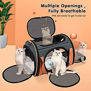 OKMEE Cat Carrier TSA Airline Approved with Ventilation for Small Medium Cats Dogs Puppies, Dog Carrier with Big Space, 5 Mesh Windows, 4 Open Doors for Comfortable Travelling.