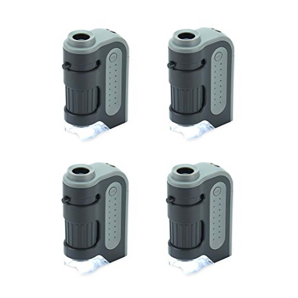 Carson MicroBrite Plus 60x-120x Power LED Lighted Pocket Microscope - Set of 4 & MicroFlip 100x-250x LED Lighted Pocket Microscope with Flip Down Slide Base, Smartphone Adapter Clip and UV Flashlight
