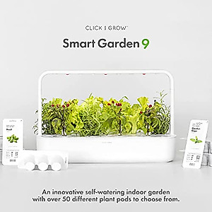 Click and Grow Smart Garden 9 PRO w/Bluetooth | App and Touch Controlled Indoor Garden | Easier Than a Hydroponics Growing System | Herb & Vegetable Garden Starter Kit w/ 9 Plant Pods