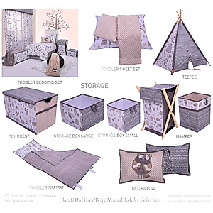 Bacati - 2 Pack Crib Fitted Sheets - Owls Neutral Beige/Grey Soft Breathable 100% Cotton Percale Baby Sheets - Fits Standard 28 x 52 X 5 inches Crib & Toddler Mattresses