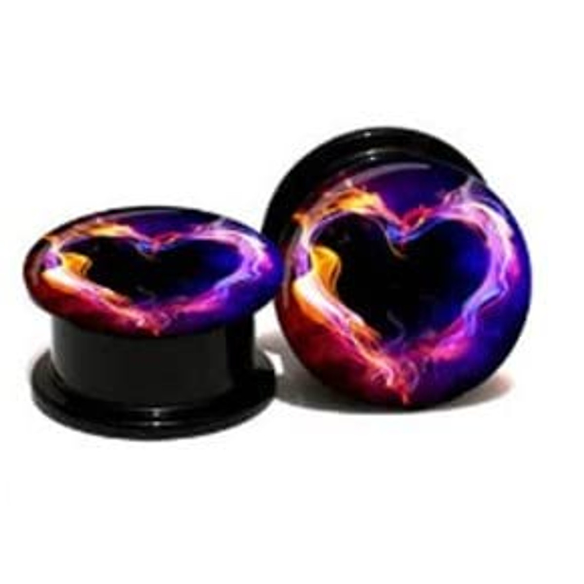 Pierced Republic Smoke Heart Ear Gauges - Pair of Screw-On Acrylic Ear Plugs - 8 Size Options (0 Gauge (8mm))