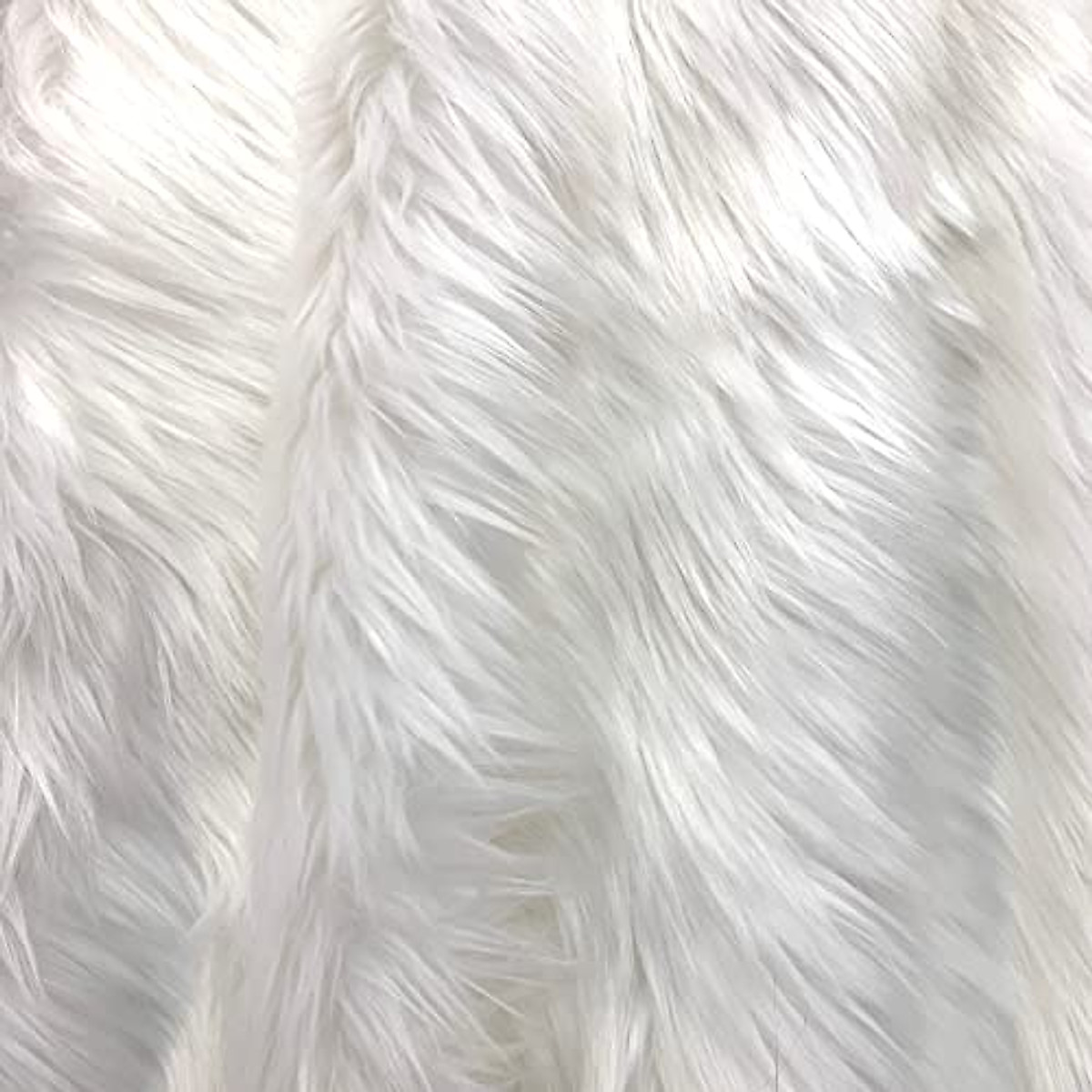 Sasha White 2 Inch Long Pile Soft Luxury Faux Fur Fabric Fursuit, Cosplay Costume, Photo Prop, Trim, Throw Pillow, Crafts