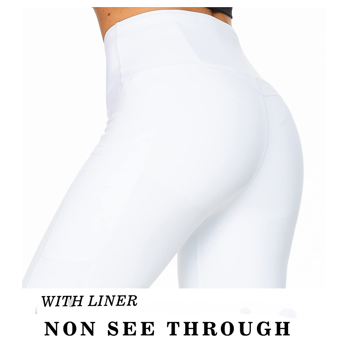 Kcutteyg Yoga Pants for Women with Pockets High Waisted Leggings Workout Sports Running Athletic Pants (Capri White, Large)