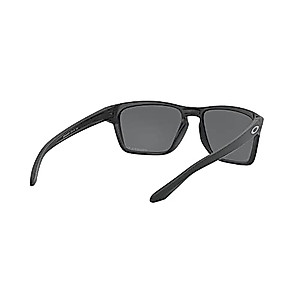 Oakley Men's OO9448 Sylas Rectangular Sunglasses, Matte Black/Prizm Black Polarized, 57 mm