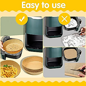 100 Pcs Air Fryer Disposable Paper Liner, Food Grade Air Fryer Liners Round, Non Stick Air Fryer Parchment Paper, 6.3 Inch Baking Paper for 3-5QT Air Fryer