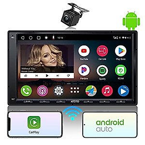 ATOTO A6 PF Double-DIN Android Car Stereo, Wireless CarPlay, Wireless Android Auto, 7inch in-Dash Navigation, Dual BT, WiFi/BT/USB Tethering Internet, 2G+32GB, HD LRV Input with Backup Camera, Mic