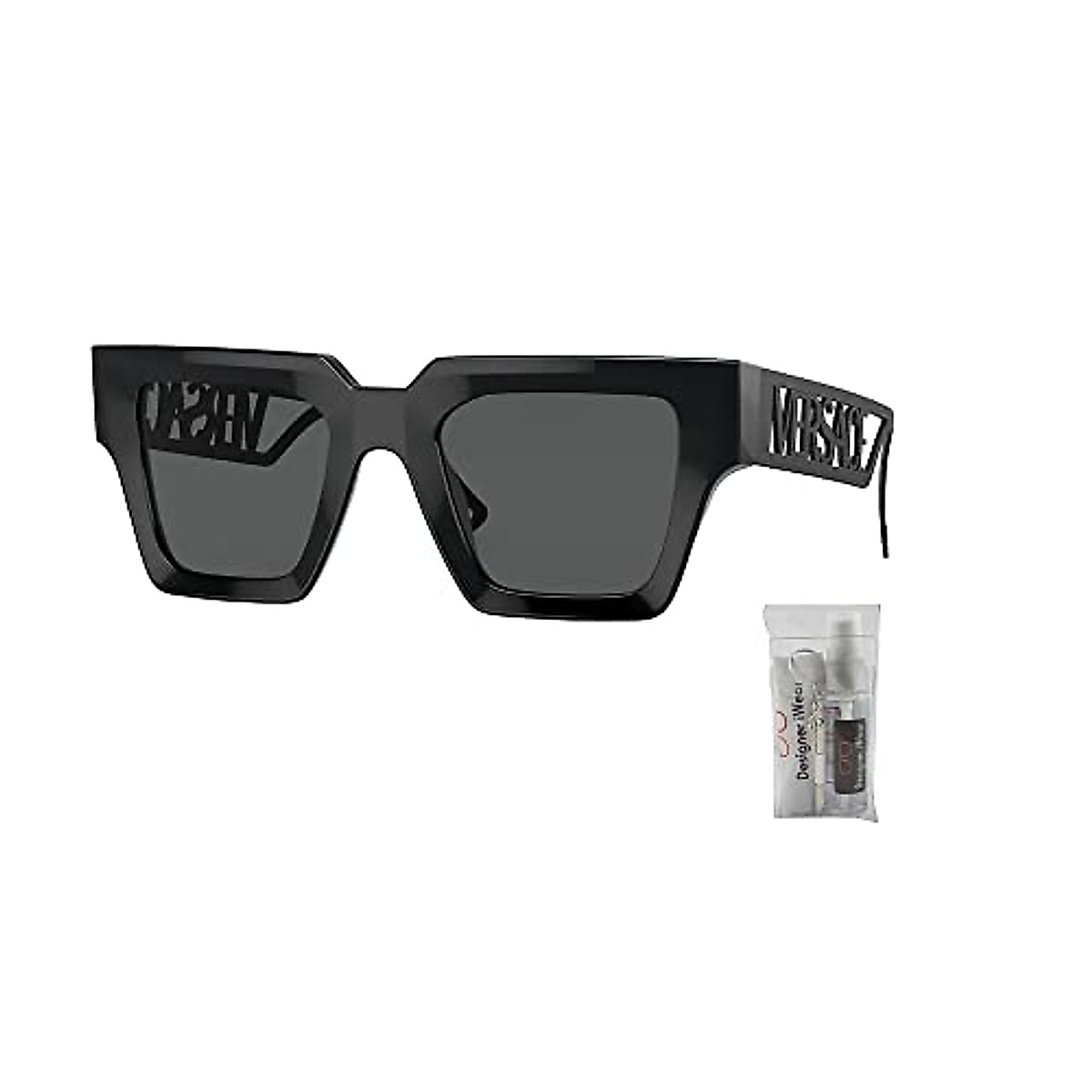 Versace VE4431 50MM Black/Dark Grey Square Sunglasses for Women + BUNDLE With Designer iWear Complimentary Eyewear Kit