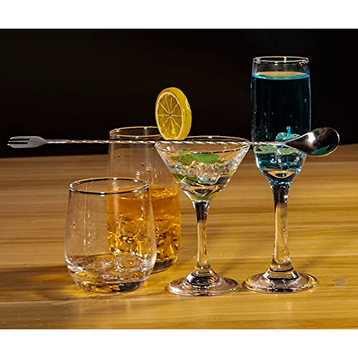 Ortarco 10 Inch Stainless Steel Muddler for Cocktail and 10 Inch Mixing Bar Spoon, 2 Pices Home Bar Tool Set