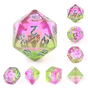 HD Polyhedral Dice Sets D&D Dice for Dungeon and Dragons RPG Role Playing Games MTG Pathfinder Table Top Games 7 Dice Set Strawberry Field