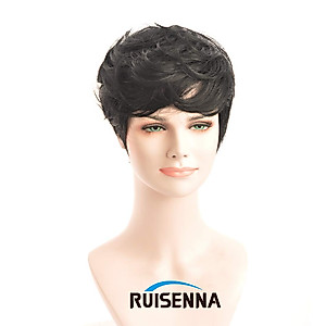 RUISENNA Short Hair Wig Synthetic Curly Wig for Black Women Short Black Pixie Cut Wigs Heat Resistant Fiber Hair Wigs