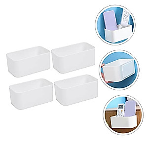 UPKOCH 4pcs Wall Storage Box Makeup Organizer Case Self Adhesive Media Box Kitchen Adhesive Box Wall Mounted Shelves Bathroom Shower Shelf Wall-mounted Storage Case Makeup Organizer Stand
