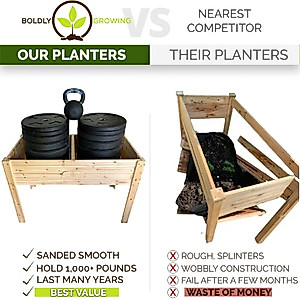 Boldly Growing Cedar Raised Planter Box with Legs – Elevated Wood Raised Garden Bed Kit – Grow Herbs and Vegetables Outdoors – Naturally Rot-Resistant - Unmatched Strength Lasts Years (4x2)