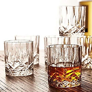 Farielyn-X Old Fashioned Whiskey Glasses (Set of 6), 11 Oz Unique Bourbon Glass, Ultra-Clarity Double Old Fashioned Liquor Vodka Bourbon Cocktail Scotch Tumbler Bar Glasses Set