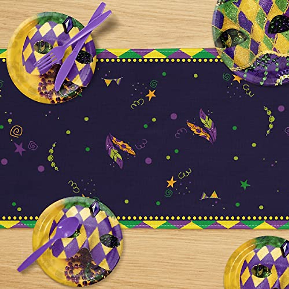 Artoid Mode Mask Carnival Mardi Gras Table Runner, Seasonal Festival Holiday Kitchen Dining Table Decoration for Indoor Outdoor Home Party Decor 13 x 72 Inch