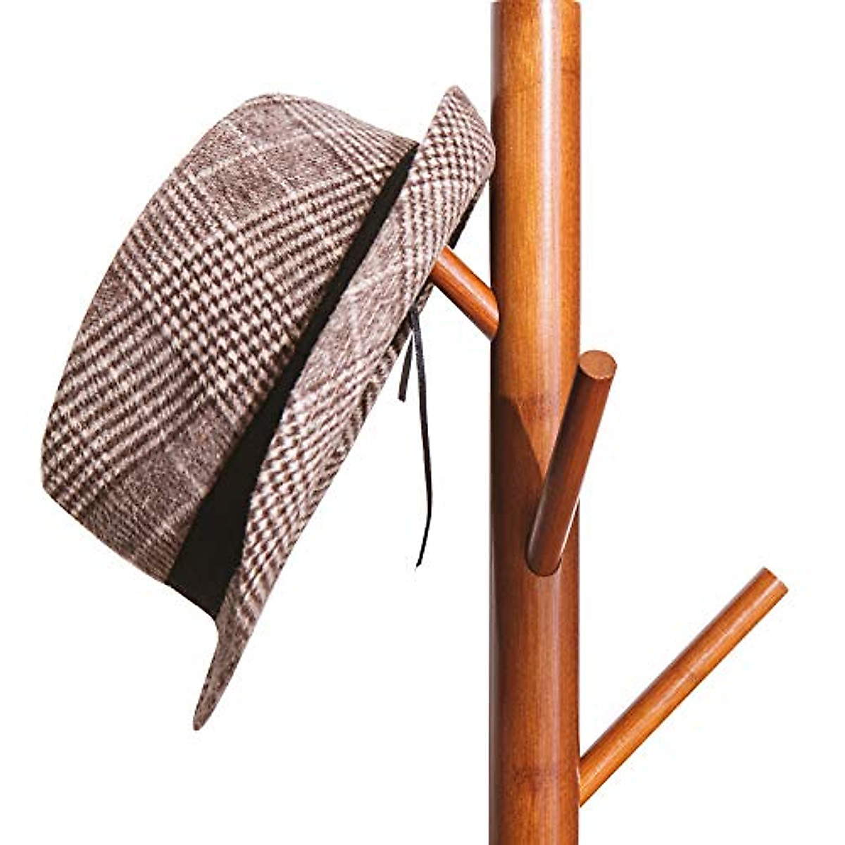 FILWH Premium Bamboo Coat Rack Tree with 8 Hooks, 3 Adjustable Sizes Free Standing Wooden Coat Rack, Super Easy Assembly Hallway, Entryway Coat Hanger Stand for Clothes Suits