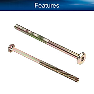 Yinpecly M6x90mm Flat Head Socket Bolts Galvanized Finish Half Threaded Cap Screws Carbon Steel Hex Drive Cap Bolts Colorful 15Pcs