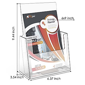 MaxGear Acrylic Brochure Holder 6 x 9 Inches, Clear Literature Holder Acrylic Countertop Organizer Plastic Flyer Display Stand Clear Bi-fold Magazine Holder for Pamphlet, Booklet, Menu, 2 Pack
