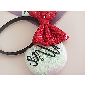 MapleLeaf Wedding Bridal Minnie Ears headband,Future Mrs Bride to Be Headband with Glitter Bow of Wedding Bachelorette Crown Hen Party Bridal Showe (Red)