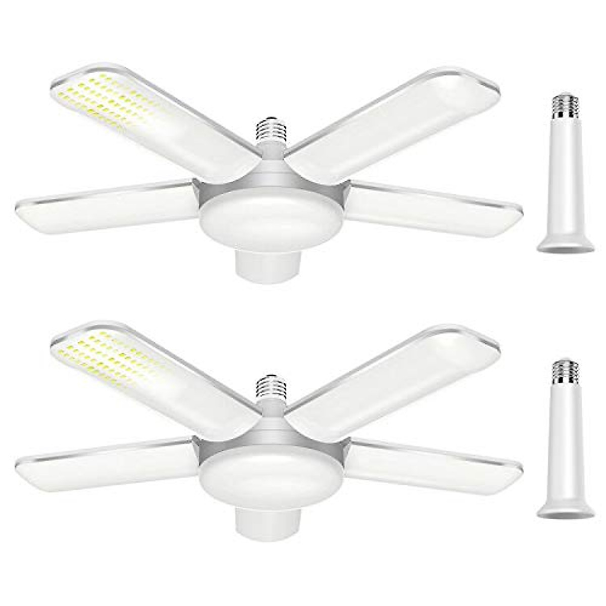 80W LED Garage Lights 2 Pack - 8000LM Deformable & Dimmable LED Garage Ceiling Lights 6500K LED Shop Light with 5 Adjustable Panels, LED Garage Lights for Warehouse Workshop Basement Lights