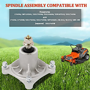 KOOTANS Mower Spindle Assembly for AYP 174356 174358 Husqvarna 532174356 587125201 532174358 Z246 GTH2548 GT2248 GTH2248 YTH1848XP YTH2448 YTH2748, Fits AYP 48" Decks 2002 & Newer (with Bolts, Zerk)
