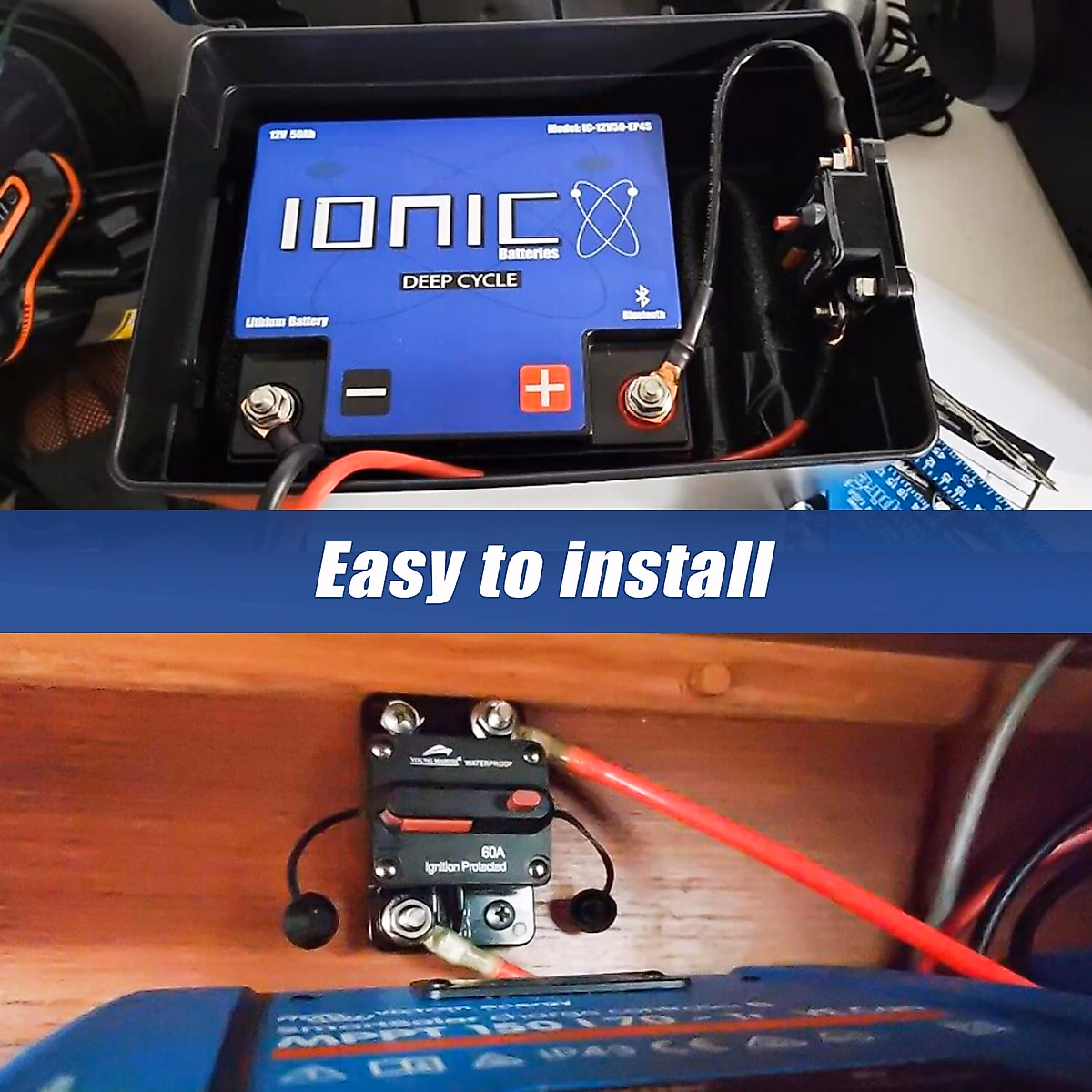 YOUNG MARINE Circuit Breaker Trolling with Manual Reset,Water Proof,12V- 48V DC (Surface Mount-50A)