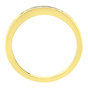 Haus of Brilliance 10K Yellow Gold Plated .925 Sterling Silver 1/4 Cttw Channel Set Round Diamond 11 Stone Wedding Band Ring (K-L Color, I1-I2 Clarity) - Size 7
